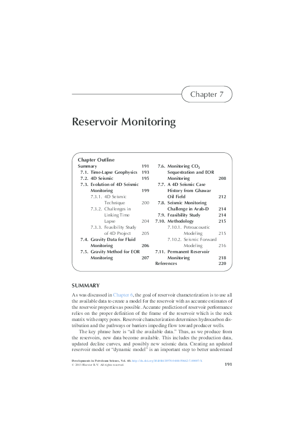 (PDF) Reservoir Monitoring