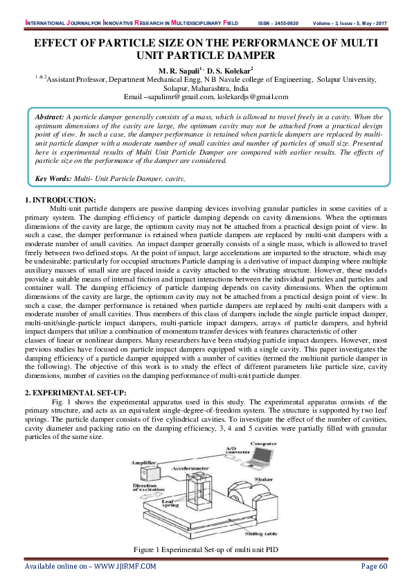 (PDF) EFFECT OF PARTICLE SIZE ON THE PERFORMANCE OF MULTI UNIT PARTICLE ...