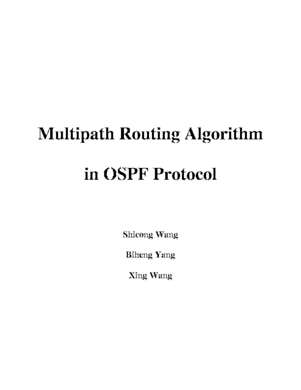 (PDF) Multipath Routing Algorithm in OSPF Protocol