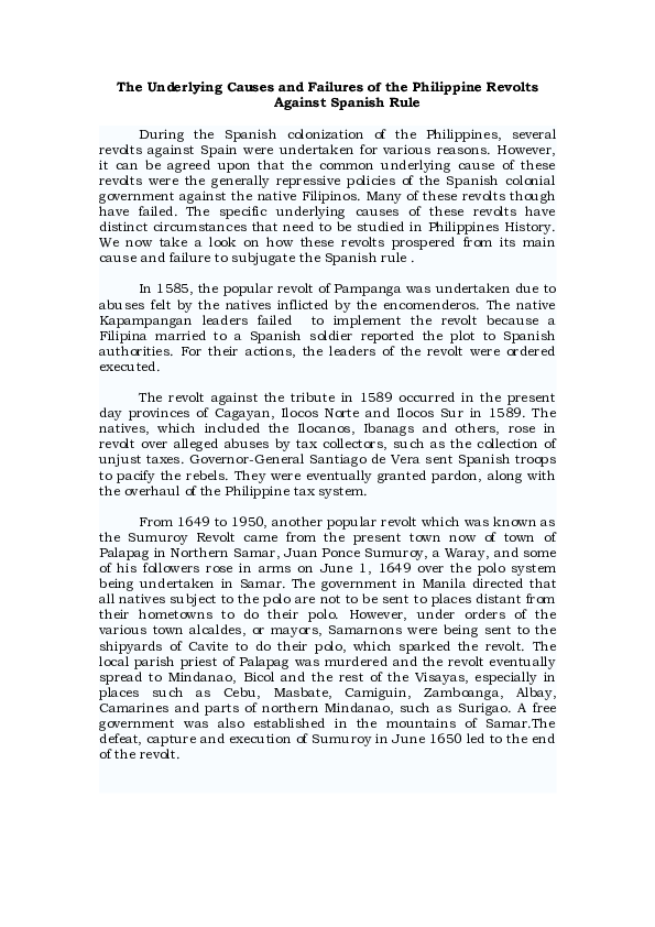 (DOC) The Underlying Causes and Failures of the Philippine Revolts ...
