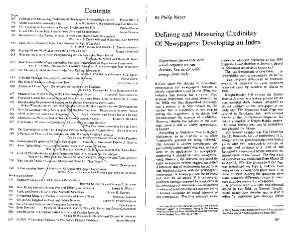 (PDF) Defining and measuring credibility of newspapers: Developing an index