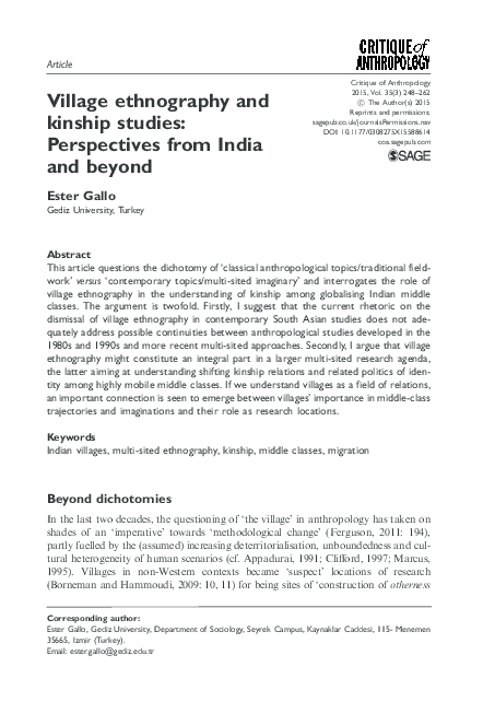 Village ethnography and kinship studies: Perspectives from India and beyond