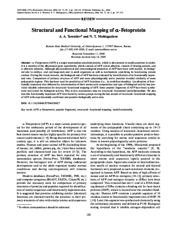 (PDF) Structural and functional mapping of alpha-fetoprotein