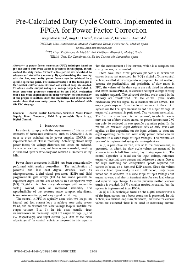 (PDF) Pre-calculated duty cycle control implemented in FPGA for power ...