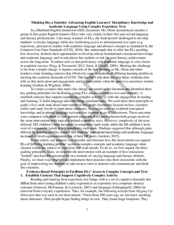 (PDF) Thinking like a Scientist: Advancing English Learners ...