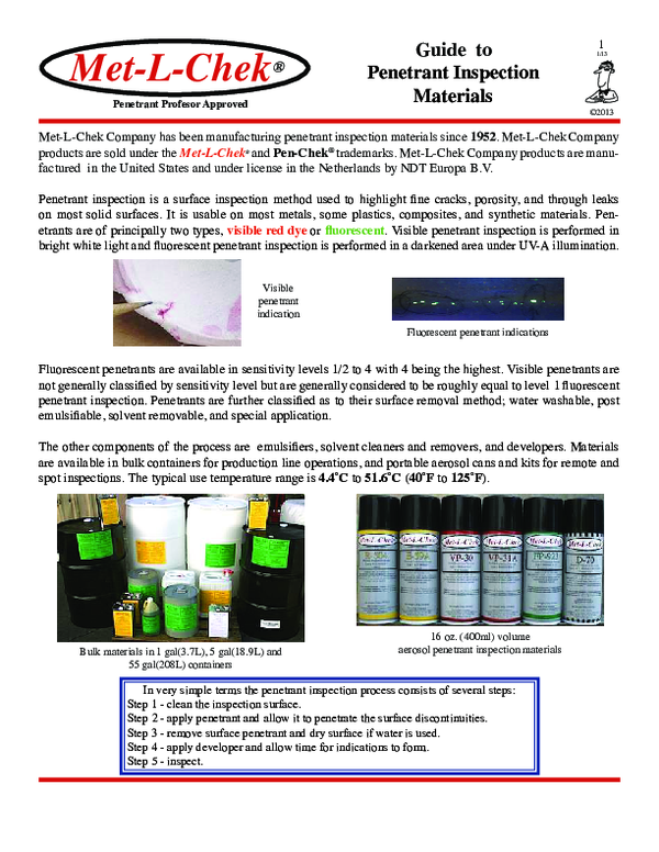 (PDF) Guide to Penetrant Inspection Materials