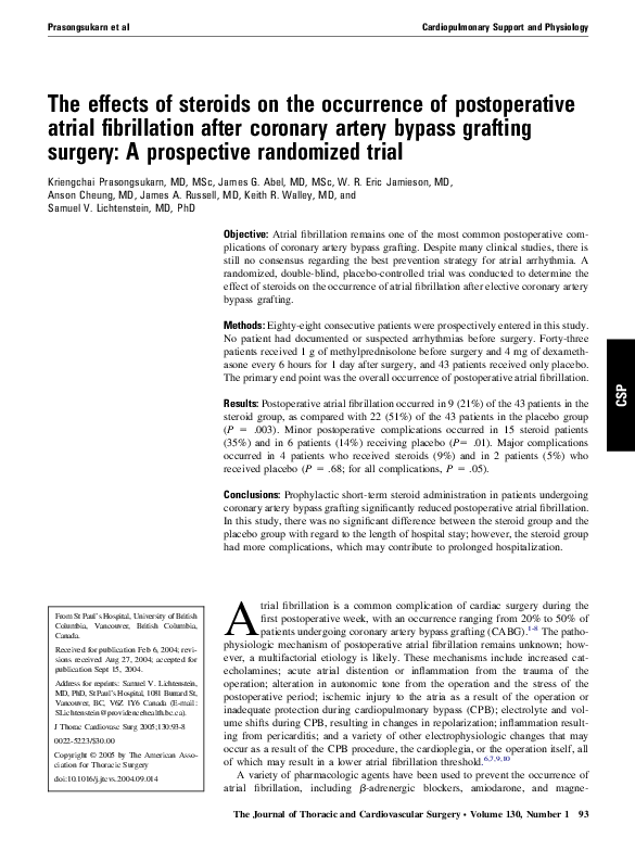 (PDF) The effects of steroids on the occurrence of postoperative atrial ...