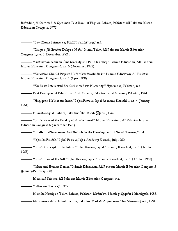 (DOC) Dr. Muhammad Rafi-u-Din's Bibliography