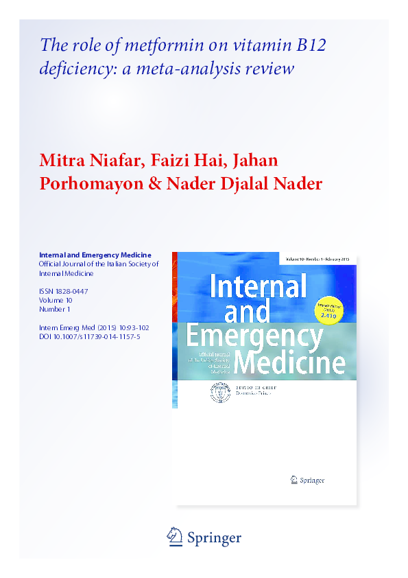 (PDF) The role of metformin on vitamin B12 deficiency: a meta-analysis ...