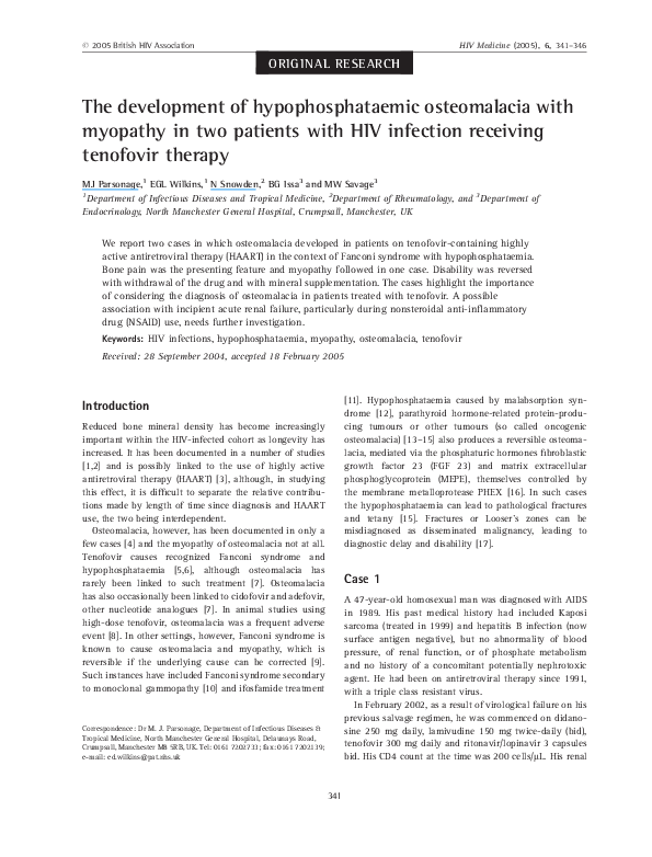 (PDF) The development of hypophosphataemic osteomalacia with myopathy ...