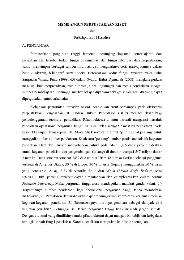(DOC) MEMBANGUN PERPUSTAKAAN RISET