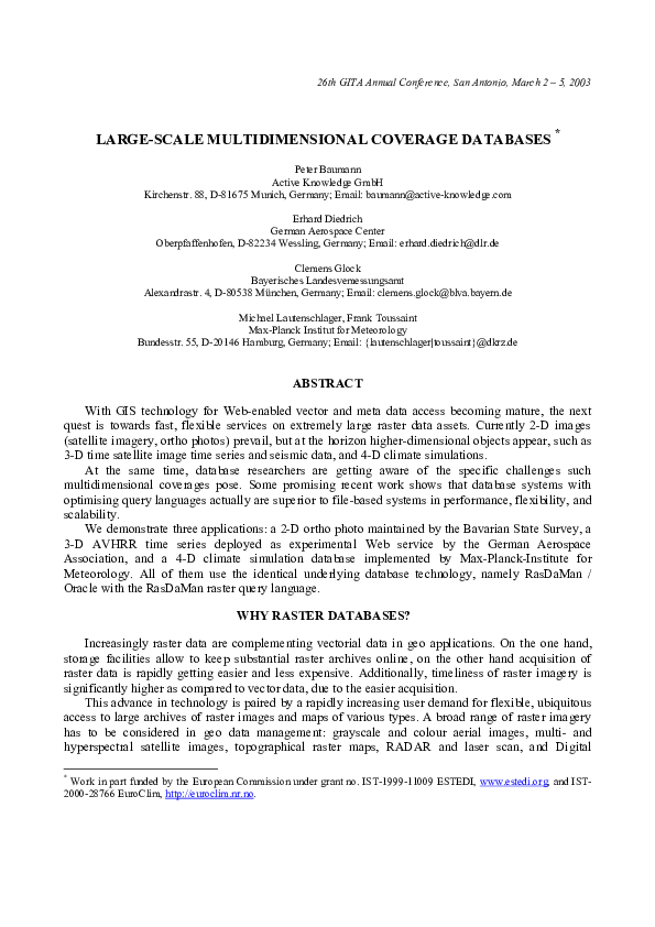 (PDF) Large-Scale Multidimensional Coverage Databases