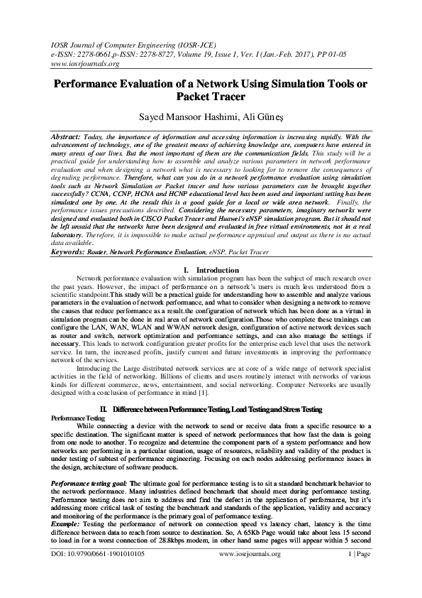 Pdf Performance Evaluation Of A Network Using Simulation Tools Or