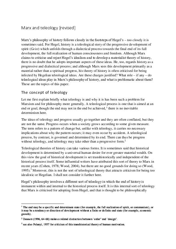 (DOC) Marx and teleology [revised]