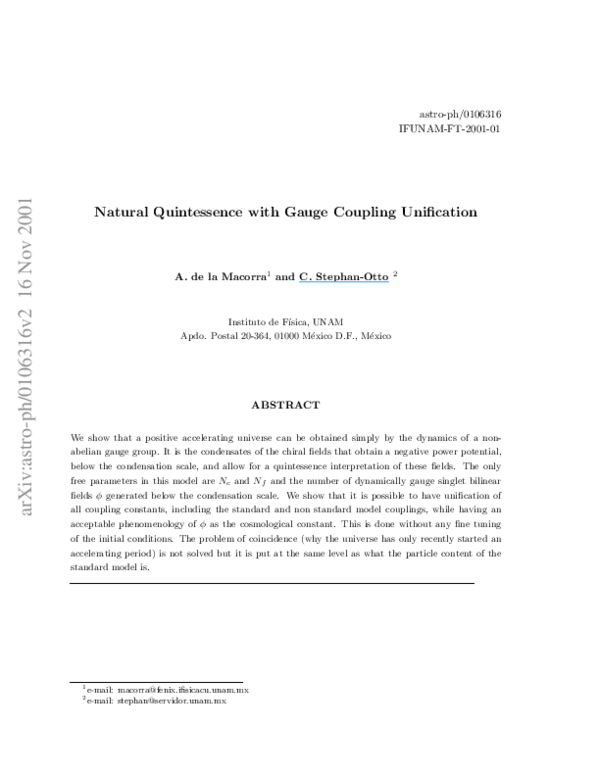 (PDF) Natural Quintessence with Gauge Coupling Unification