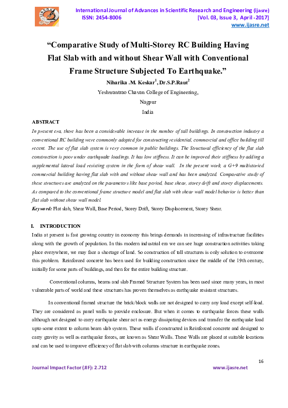 (PDF) " Comparative Study of Multi-Storey RC Building Having Flat Slab with and without Shear ...