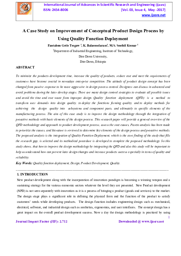 (PDF) A Case Study on Improvement of Conceptual Product Design Process by Using Quality Function ...