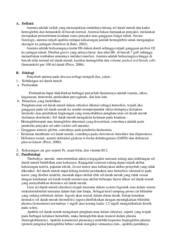 (DOC) [laporan pendahuluan Anemia
