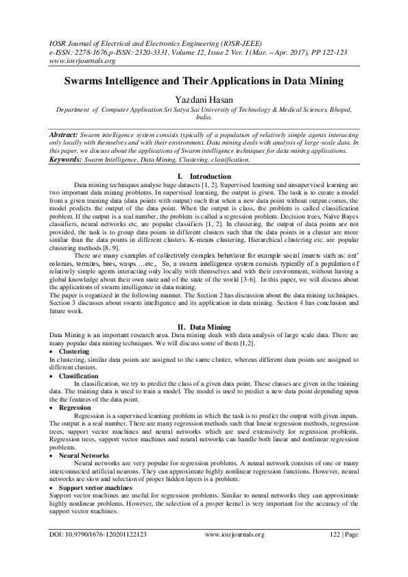 (PDF) Swarm Intelligence Techniques in Data Mining