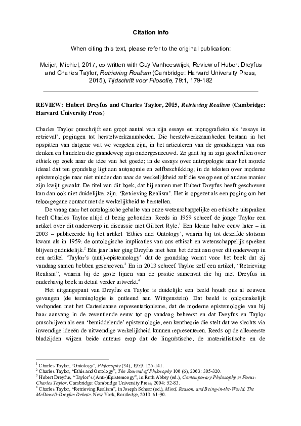 (PDF) Review: Retrieving Realism (Tijdschrift voor Filosofie 2017 79:1, p. 179-182, in Dutch)