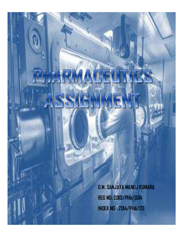 (PDF) PHARMACEUTICS ASSIGNMENT