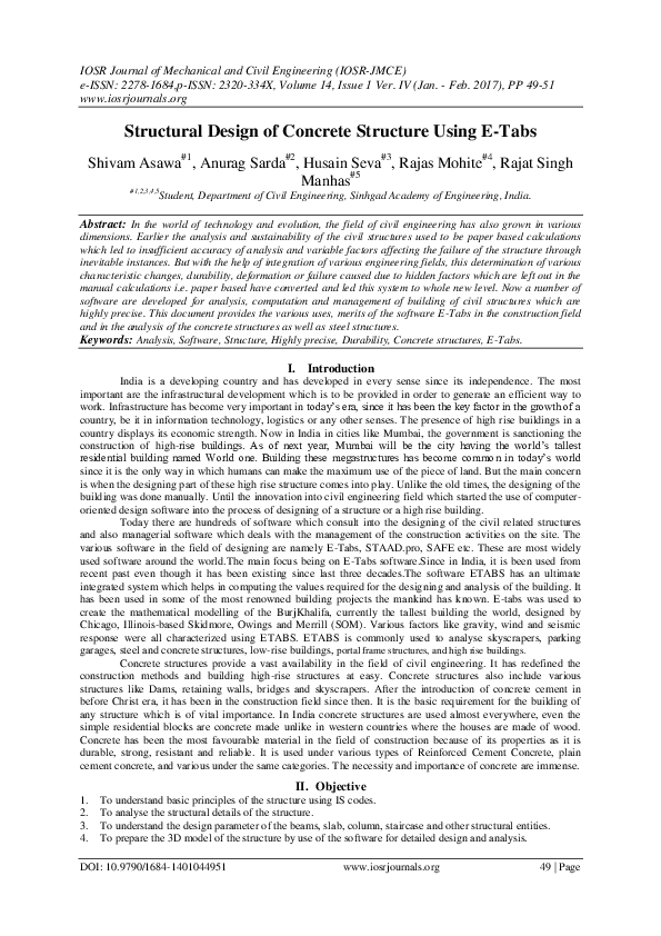 (PDF) Structural Design of Concrete Structure Using E-Tabs