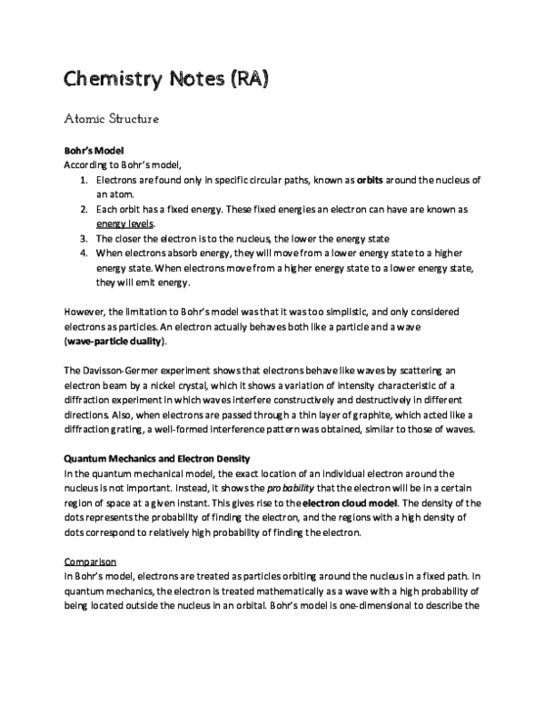 (PDF) Chemistry Notes (RA
