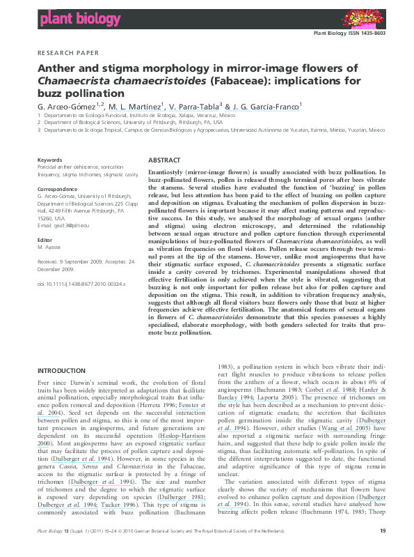 (PDF) Anther and stigma morphology in mirror-image flowers of ...