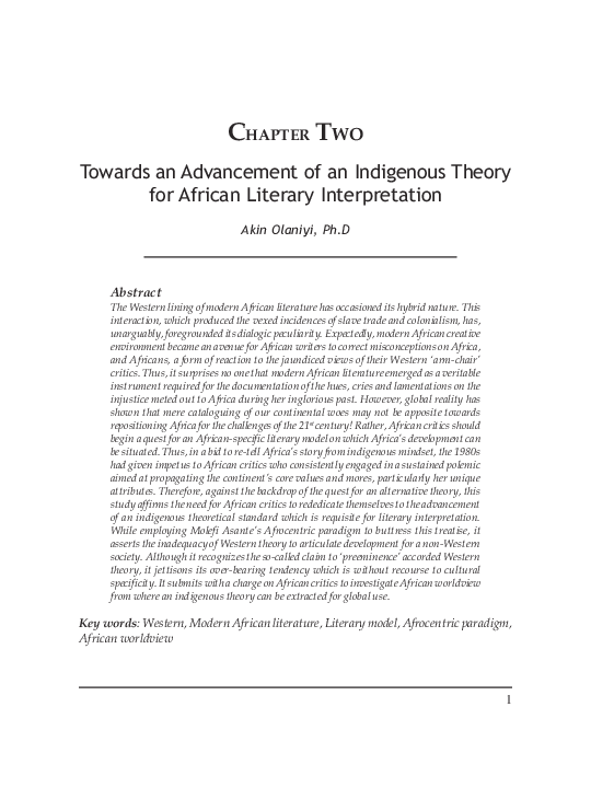 (PDF) Towards an Advancement of an Indigenous Theory for African ...