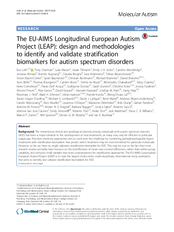 (PDF) The EU-AIMS Longitudinal European Autism Project (LEAP): design ...