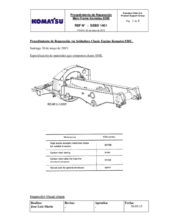 (PDF) Procedimiento de Reparación Main Frame Komatsu 830E