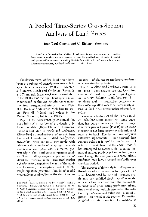 Pdf A Pooled Time Series Cross Section Analysis Of Land Prices