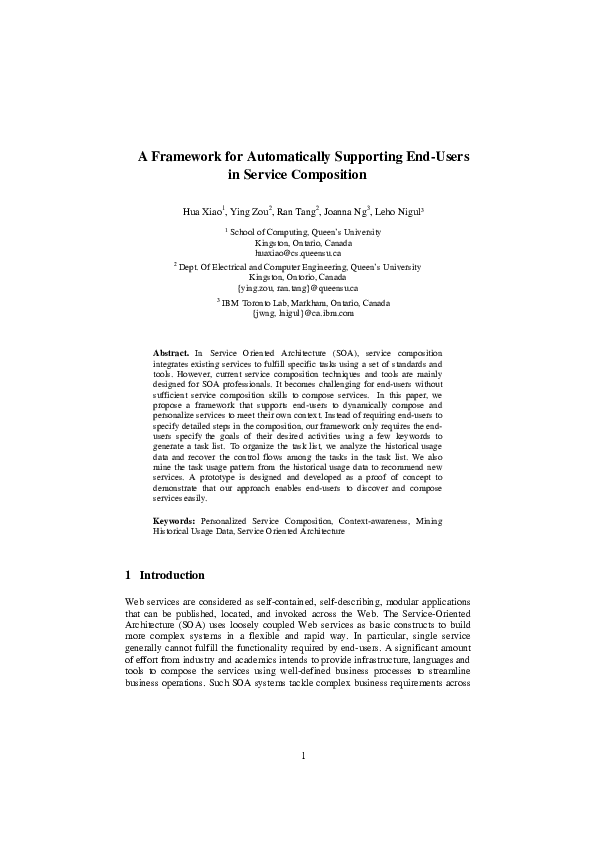 Pdf A Framework For Automatically Supporting End Users In Service