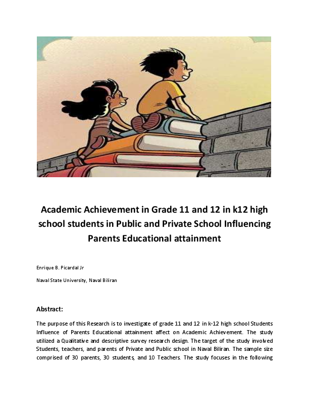 (PDF) Academic Achievement in Grade 11 and 12 in k12 high school ...