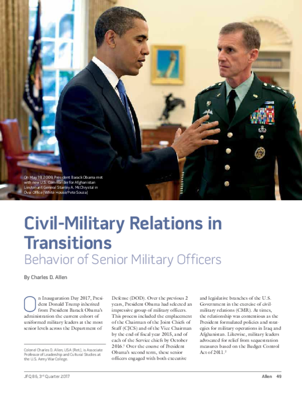(PDF) Civil-Military Relations in Transitions: Behavior of Senior ...