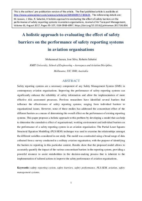 (PDF) A holistic approach to evaluating the effect of safety barriers ...