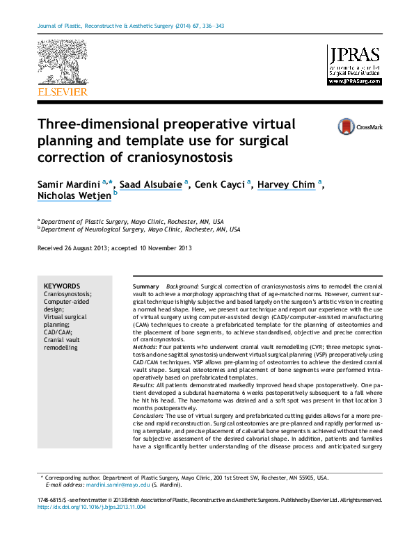 (PDF) Virtual surgical planning and 3D printing in repeat calvarial vault reconstruction for ...