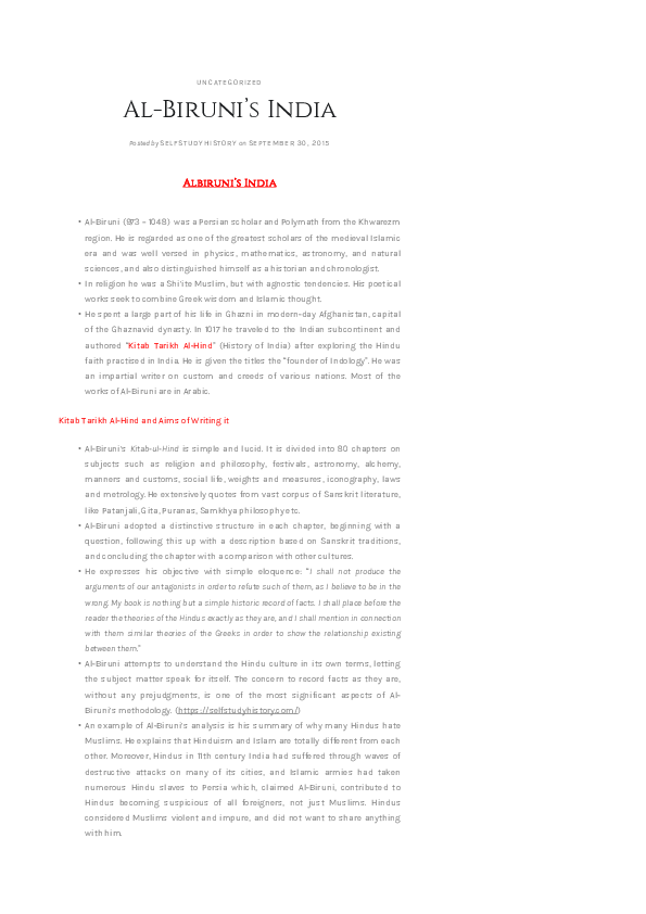 (PDF) Al-Biruni's India