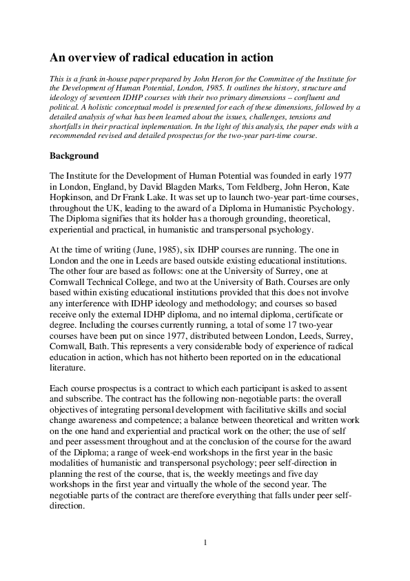 (DOC) An overview of radical education in action