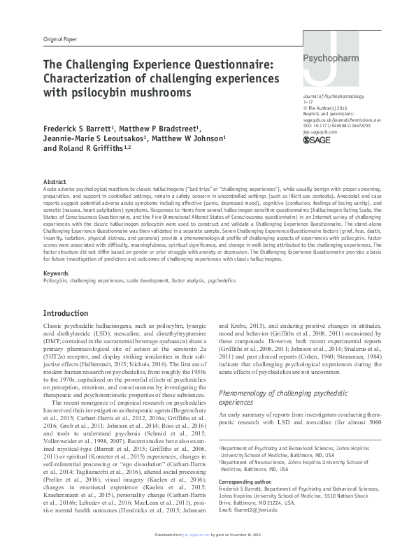 (PDF) The Challenging Experience Questionnaire: Characterization of ...