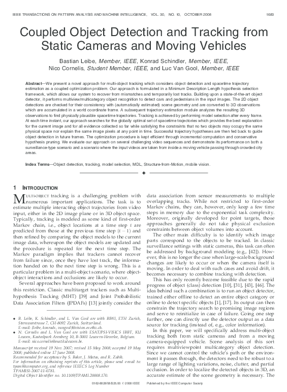 Pdf Coupled Object Detection And Tracking From Static Cameras And