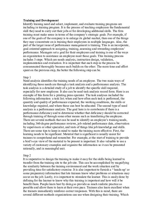 (DOC) HR Training and Development