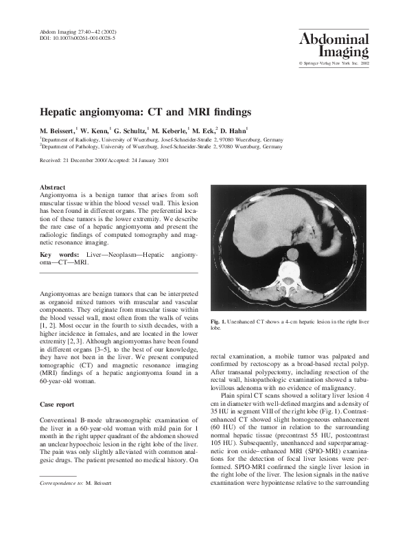 (PDF) Hepatic angiomyoma: CT and MRI findings | Dietbert Hahn ...