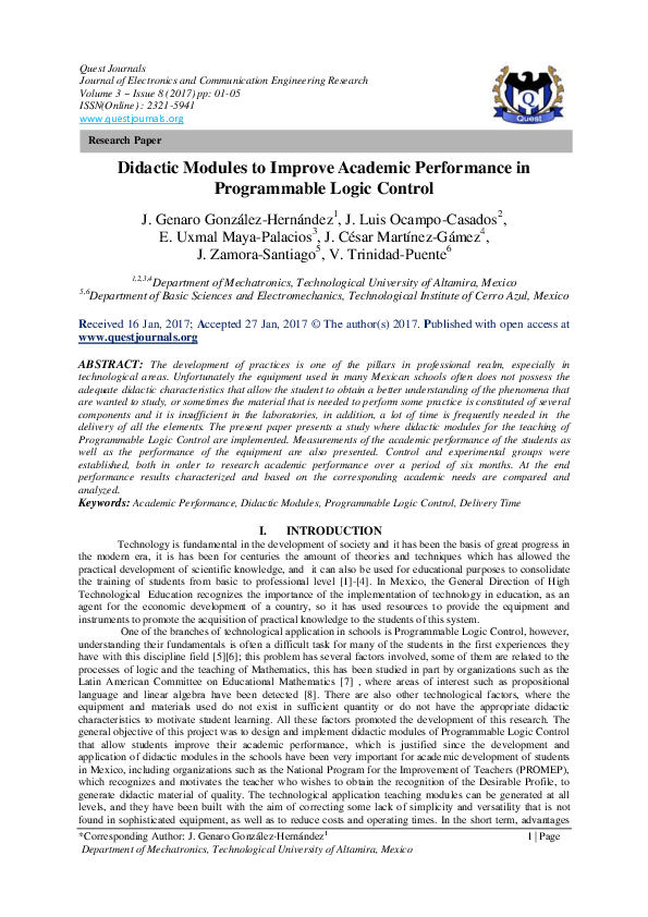 Pdf Didactic Modules To Improve Academic Performance In Programmable Logic Control