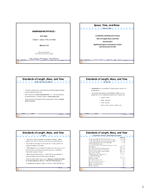 (PDF) Chapter 1: Space, Time, and Mass ENGINEERING PHYSICS I Space ...