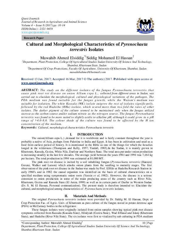 (PDF) Cultural and Morphological Characteristics of Pyrenochaeta ...