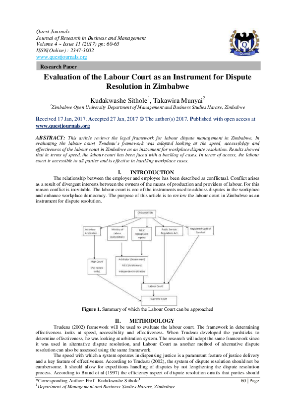 (PDF) Evaluation of the Labour Court as an Instrument for Dispute ...