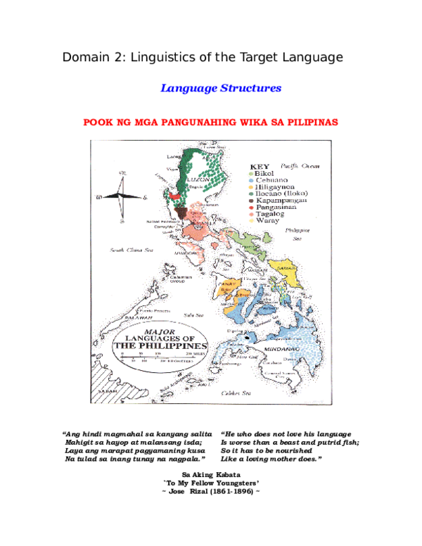 Doc Domain 2 Linguistics Of The Target Language Language Structures