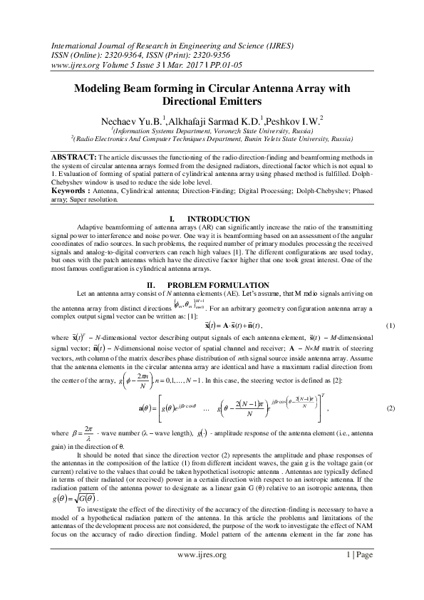 Pdf Modeling Beam Forming In Circular Antenna Array With Directional