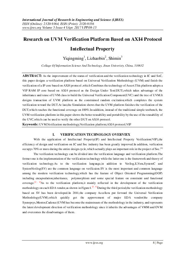 (PDF) Research on UVM Verification Platform Based on AXI4 Protocol ...